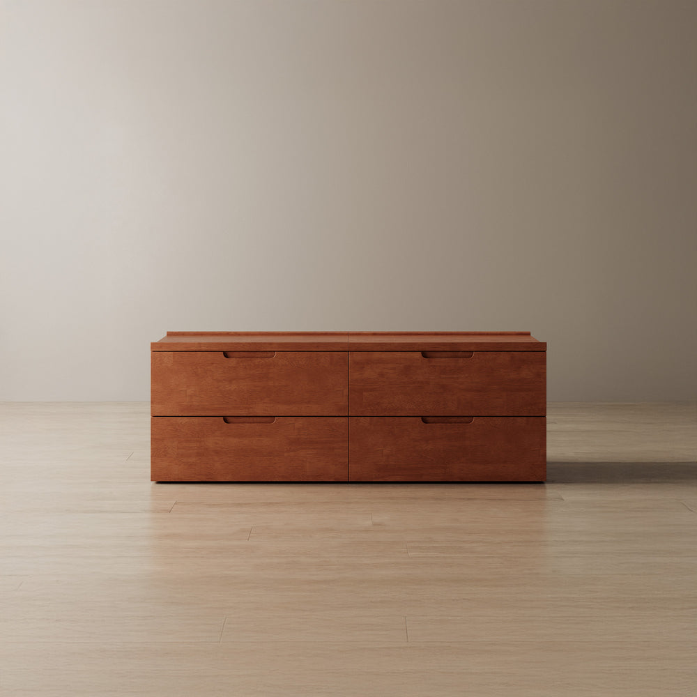 Connect Dresser 2x2 in Walnut | 4 Drawer Solid Wood Low Dresser