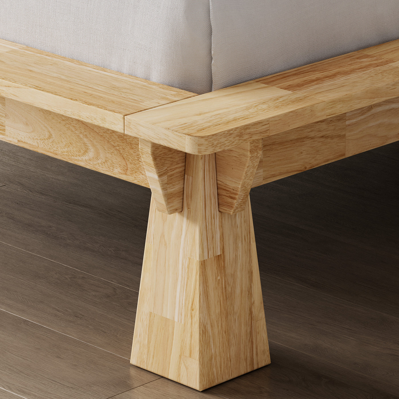 Connect Platform Bed + Wooden Headboard in Natural by Ineshi