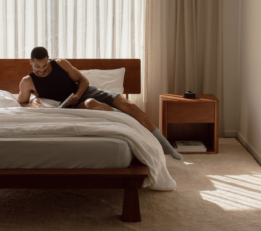 Connect Bedside Table in Natural - Modern & Sustainably made.