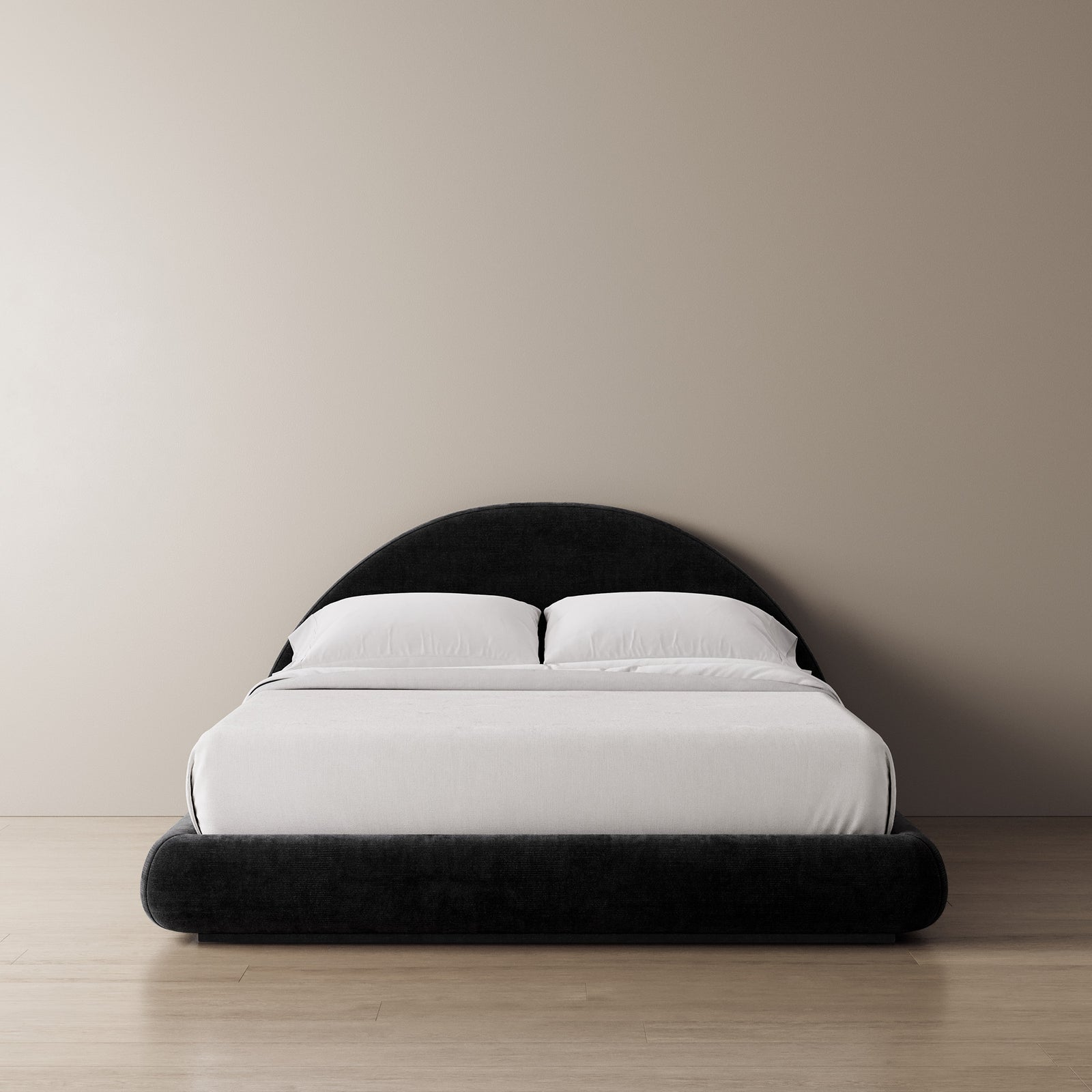 Floating Marshmallow Bed Frame Curved in Black by Ineshi - Elevated Comfort