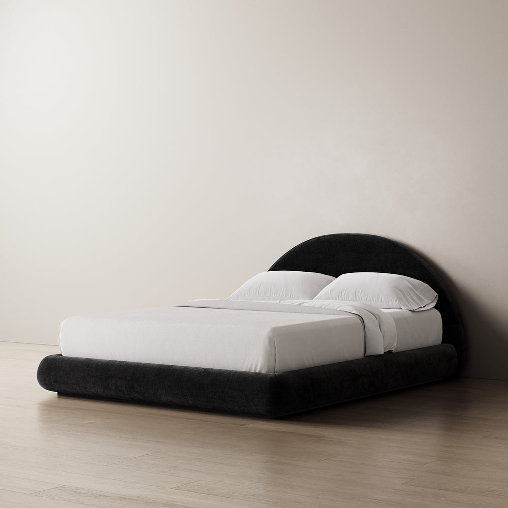 Floating Marshmallow Bed Frame Curved in Black by Ineshi - Elevated Comfort