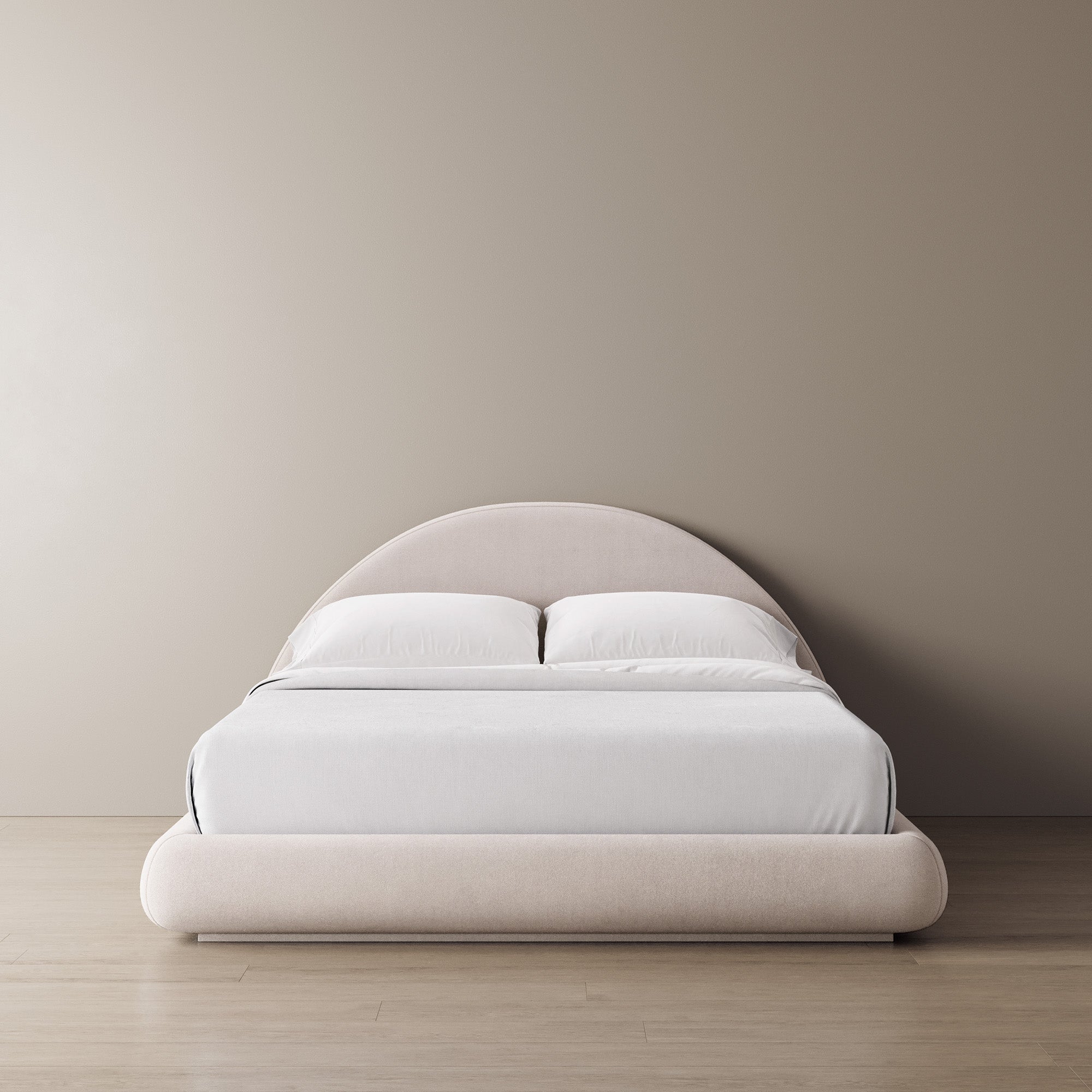 The Floating Marshmallow Bed Frame Curved in Buttercream by Ineshi