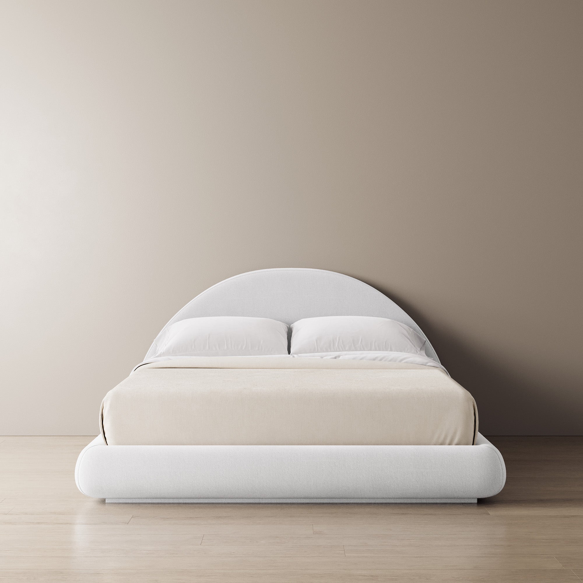 The Floating Marshmallow Bed Frame Curved in Dreamy White by Ineshi